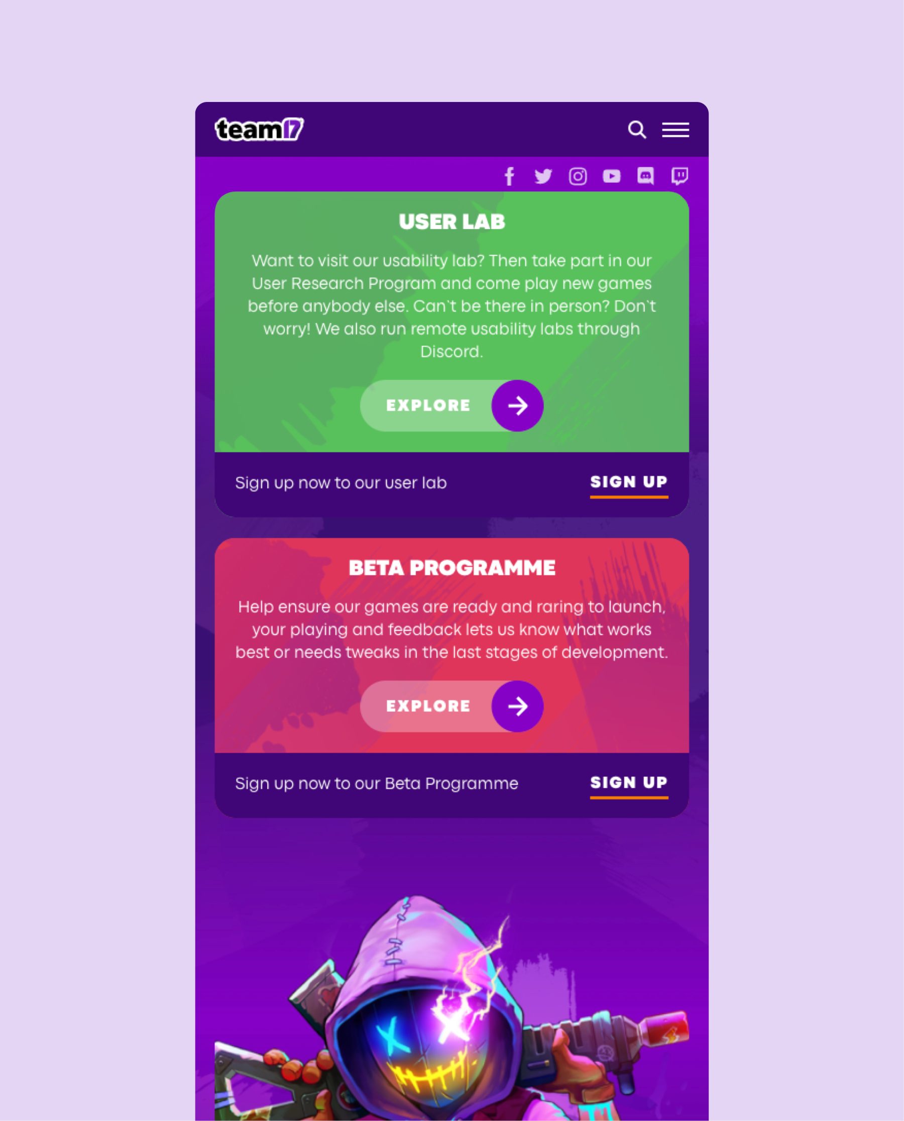 Team17 | Case Study | Framework DesignTeam17 Game Studio Website | Framework – Game Web Design ...